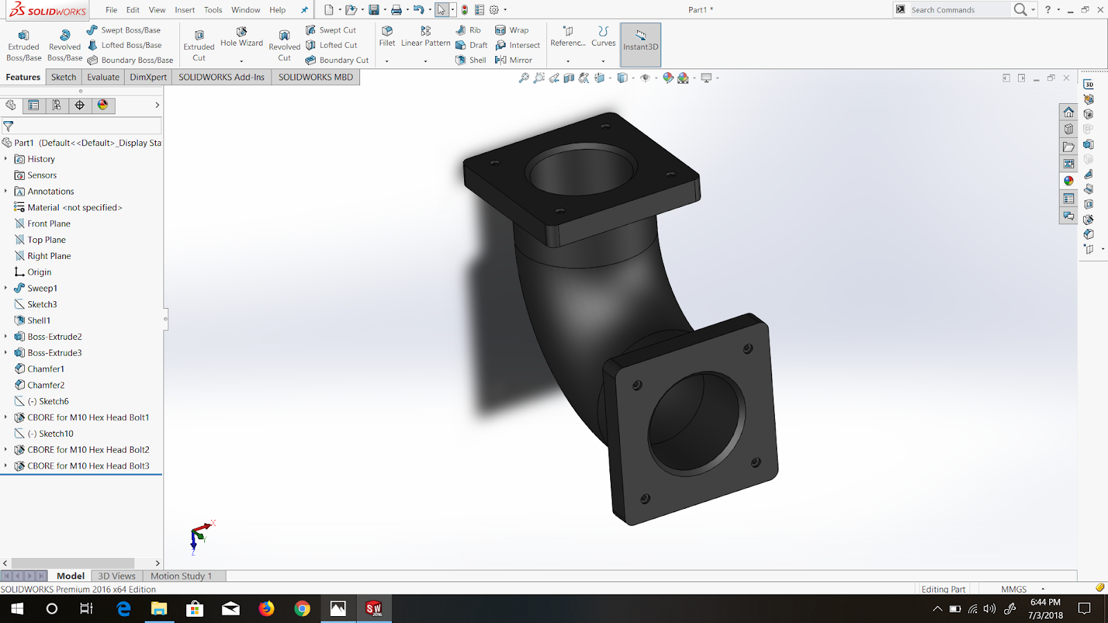 Pipe Section - Solidworks CAD