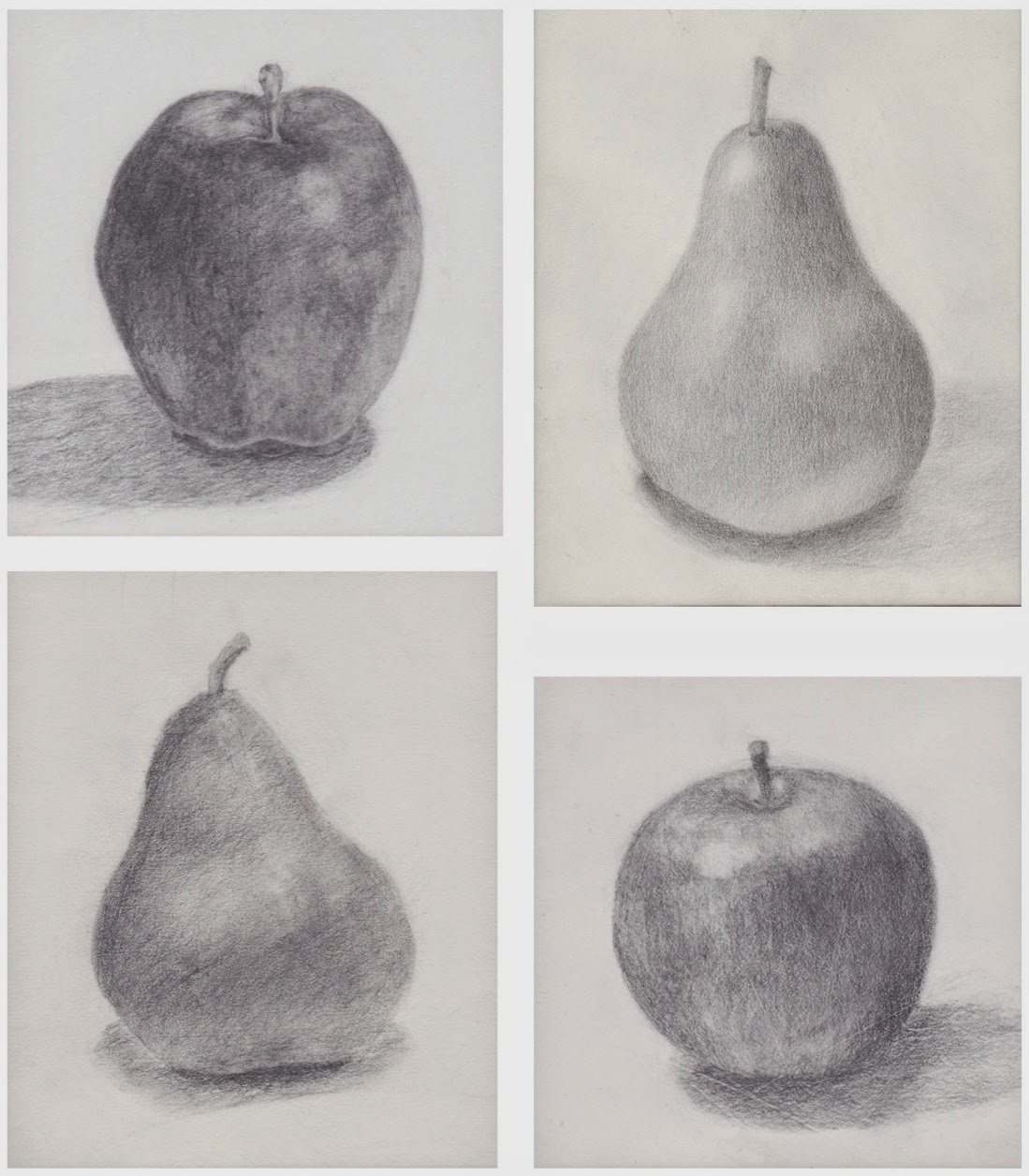 The Rolling Artroom: Apple & Pear Drawings - 2nd Semester - Drawing Class
