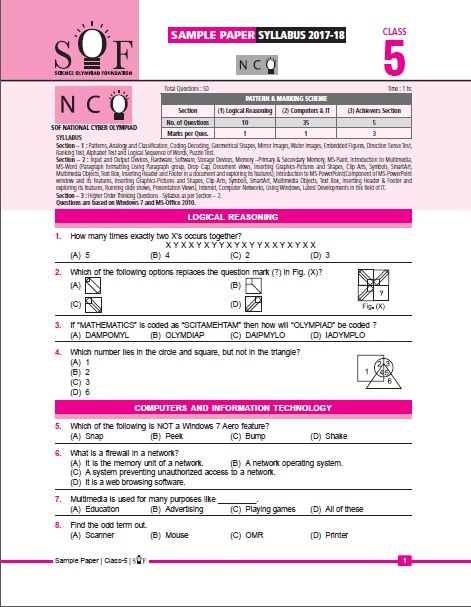 E-Tech Learning at MAPS: NCO Sample Paper class 5 2017-18