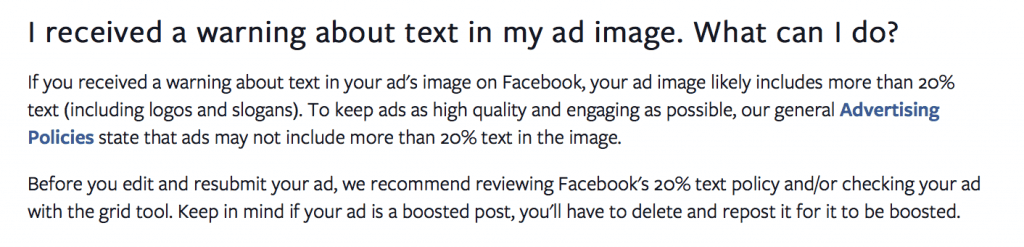 Social Media Alert: Facebook just changed the 20% text overlay on ...