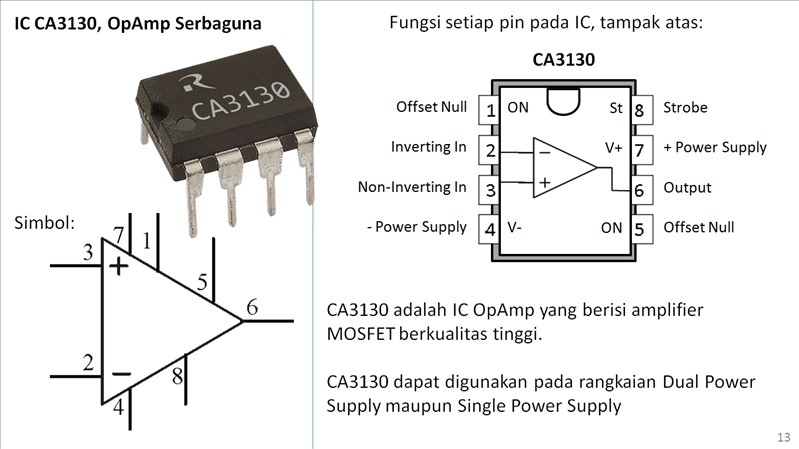 IC CA3130, OpAmp Serbaguna Yang Diperkuat Oleh Komponen MOSFET - Niguru ...