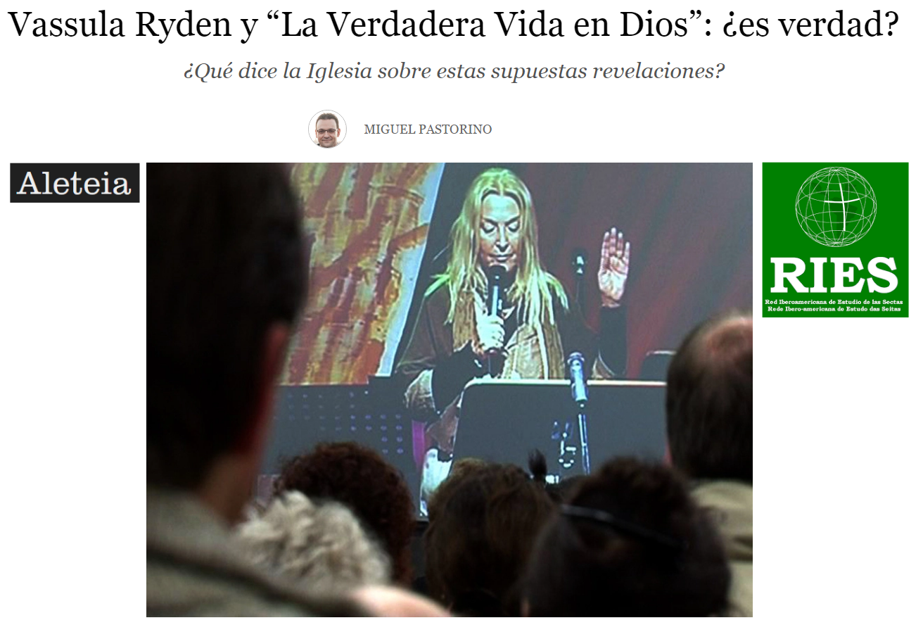 Red Iberoamericana de Estudio de las Sectas: Vassula Ryden y “La ...