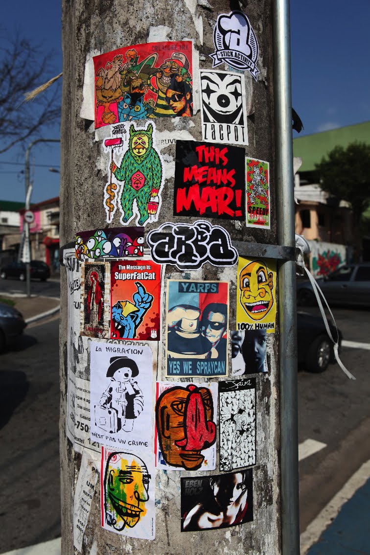 mittenimwald: streetart without borders, sticker combo, sao paulo