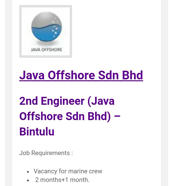 Oil & Gas Vacancies At Java Offshore Sdn Bhd - Borneo Career - Your ...