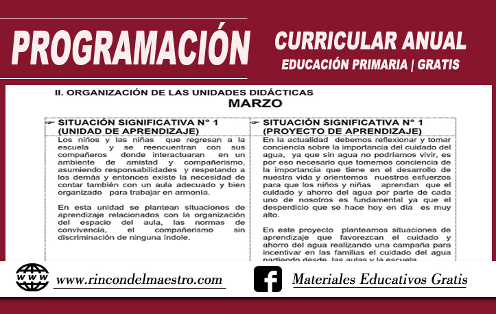 Programación curricular anual para educación primaria | Descarga gratis ...