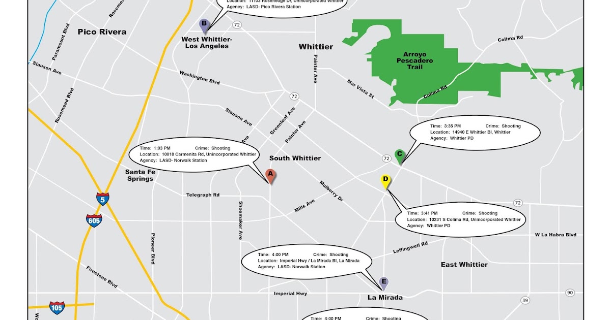 La Mirada News Source: Los Angeles Sheriff's Department map of April 29 ...