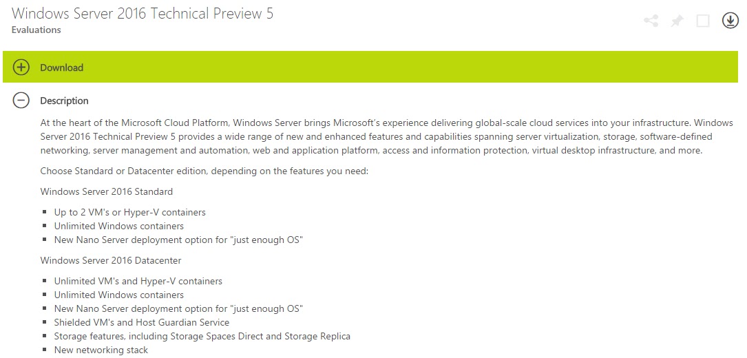 Windows Server 2016 TP5 釋出 ~ 不自量力 の Weithenn