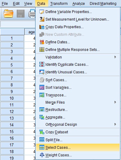 cara menggunakan select cases SPSS