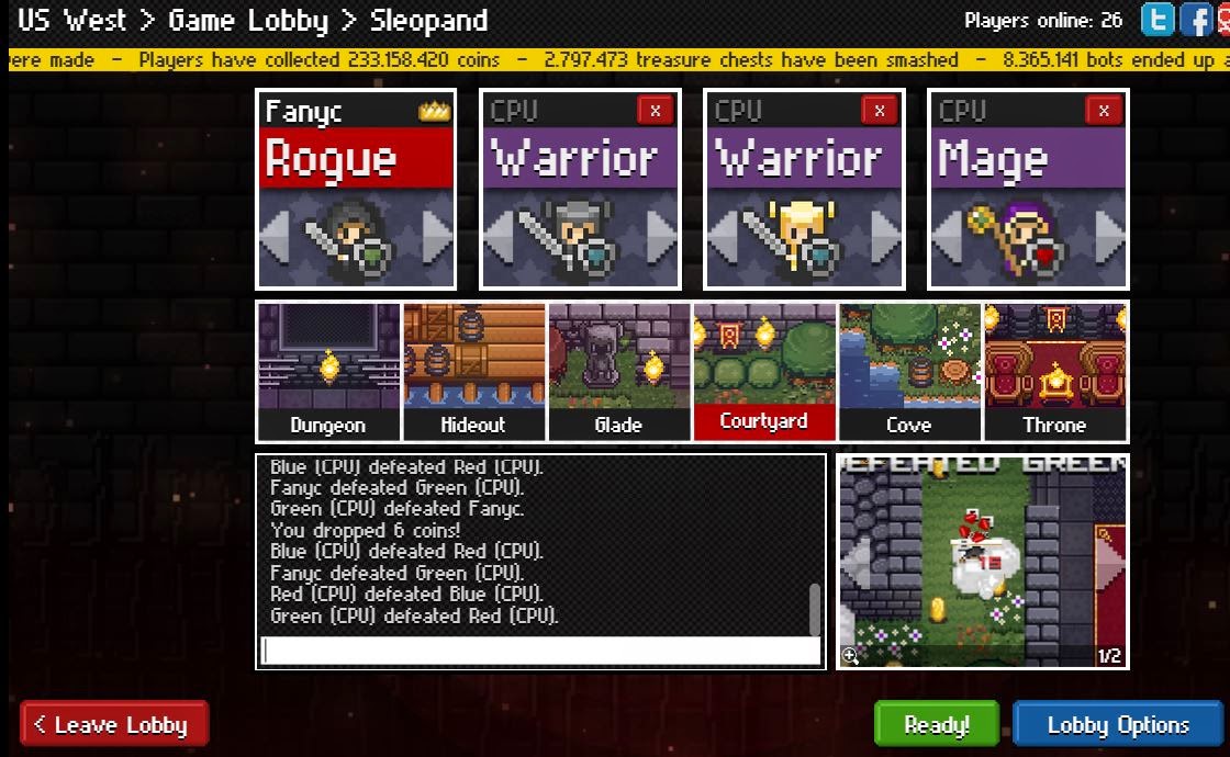 Treasure Arena - Uma arena de batalha no seu navegador