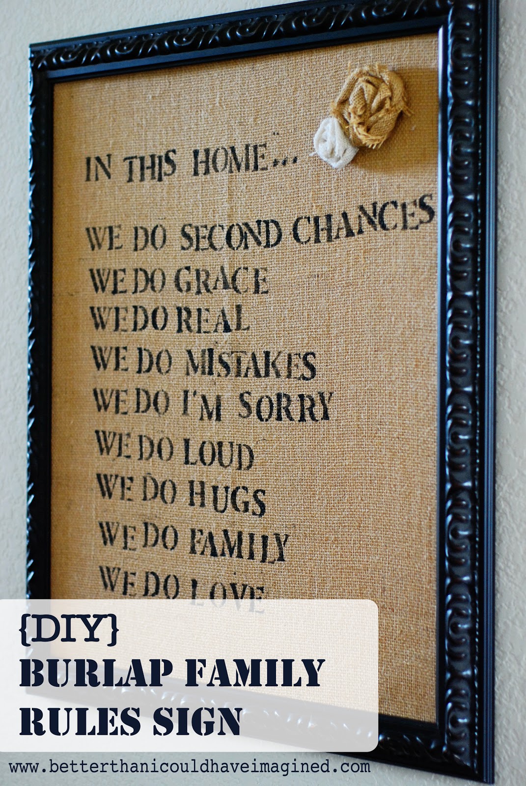 better than i could have imagined: DIY Burlap Family Rules Sign