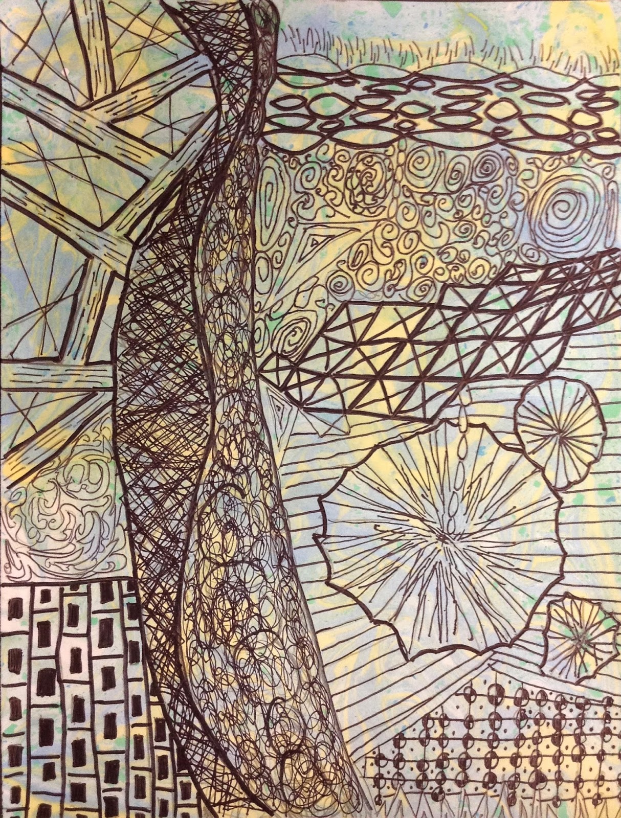Bailey Elementary Art: 5th Grade- Zentangle on Marbled Paper