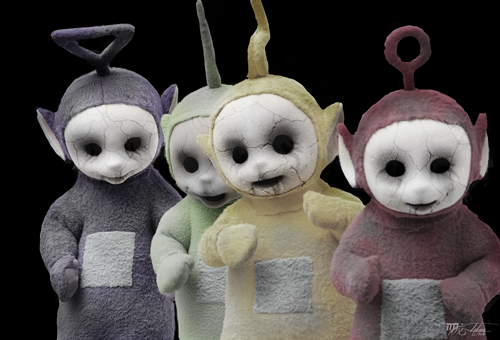Artwork of Tobias White: Evil Teletubbies Photo Manipulation