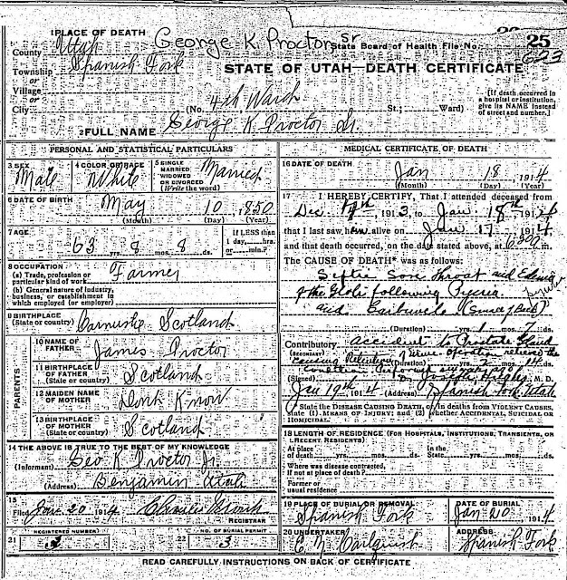 Cook Family History: George Kidd Proctor Sr-Life History