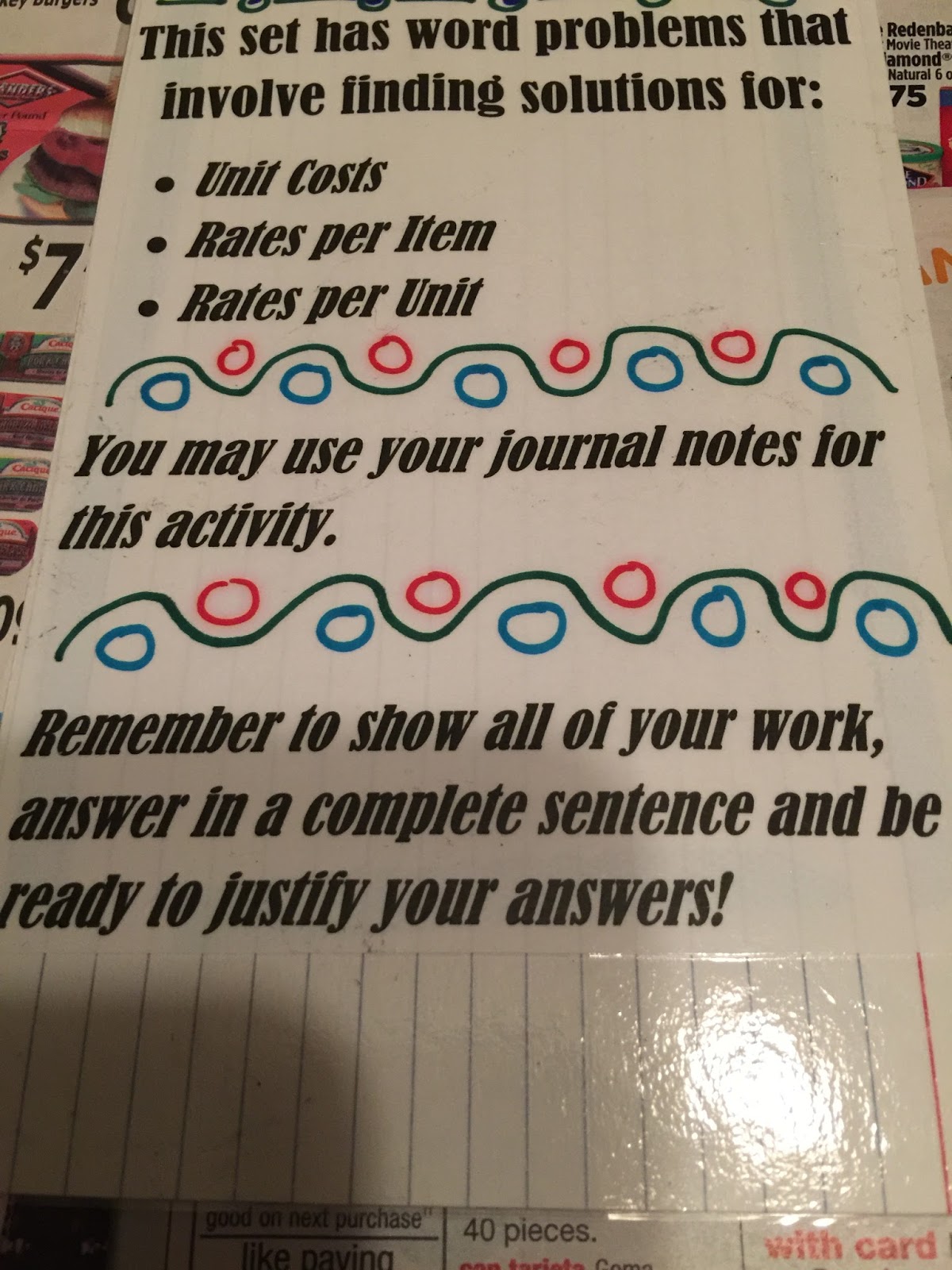 My Math Imagination: Stations From Store Ads? YEEEESSSS!!!!!!