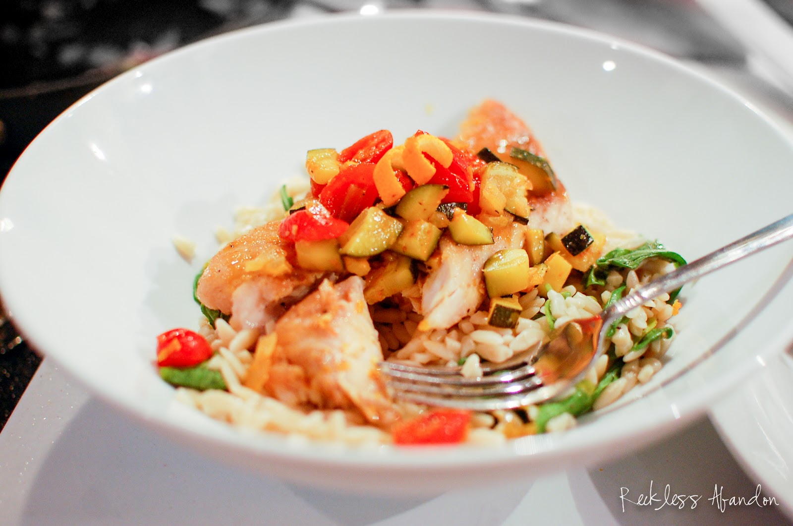 Reckless Abandon: Pan Seared Snapper with Citrus Saffron Vegetables ...