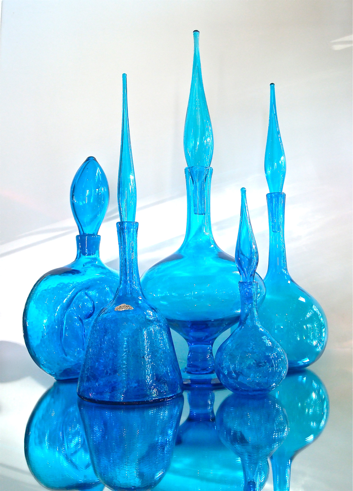 Heart of Glass - Blenko Glass: Blenko Husted Turquoise Decanters