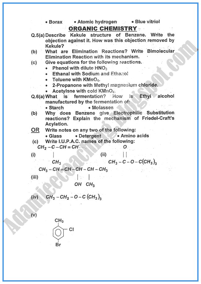 Adamjee Coaching: Chemistry 2014 - Past Year Paper - Class XII