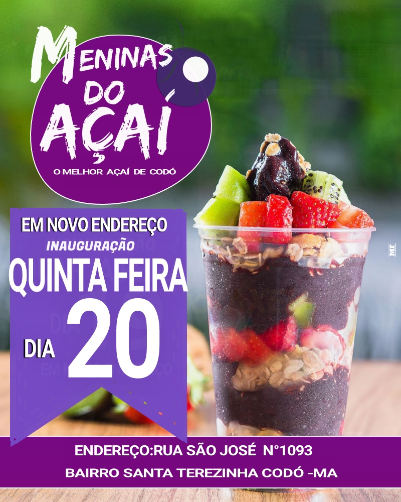 Meninas do açaí inauguração nesta quinta feira dia 20 de DEZ em Codó MA