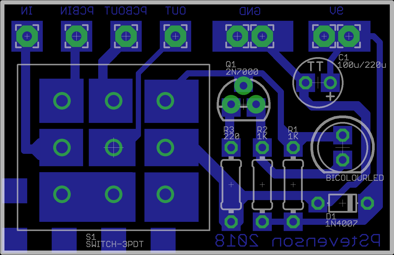 Paul In The Lab: Dual LED 3PDT Stomp switch daughterboard PCB layout
