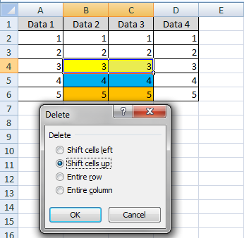 Rumus Fungsi Excel: Fungsi Shift Cells Pada Delete di Excel