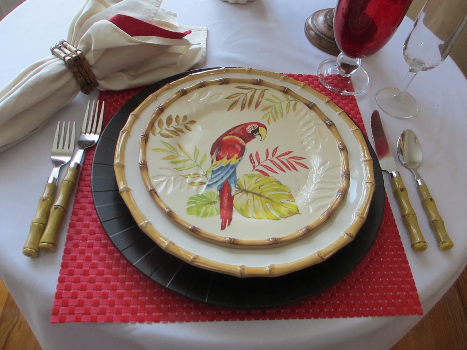 Table for One: Bamboo and Parrot Table