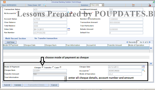 Finacle Training Lesson 11 [ RD Deposit by Cheque, PPF Deposit by Cash ...
