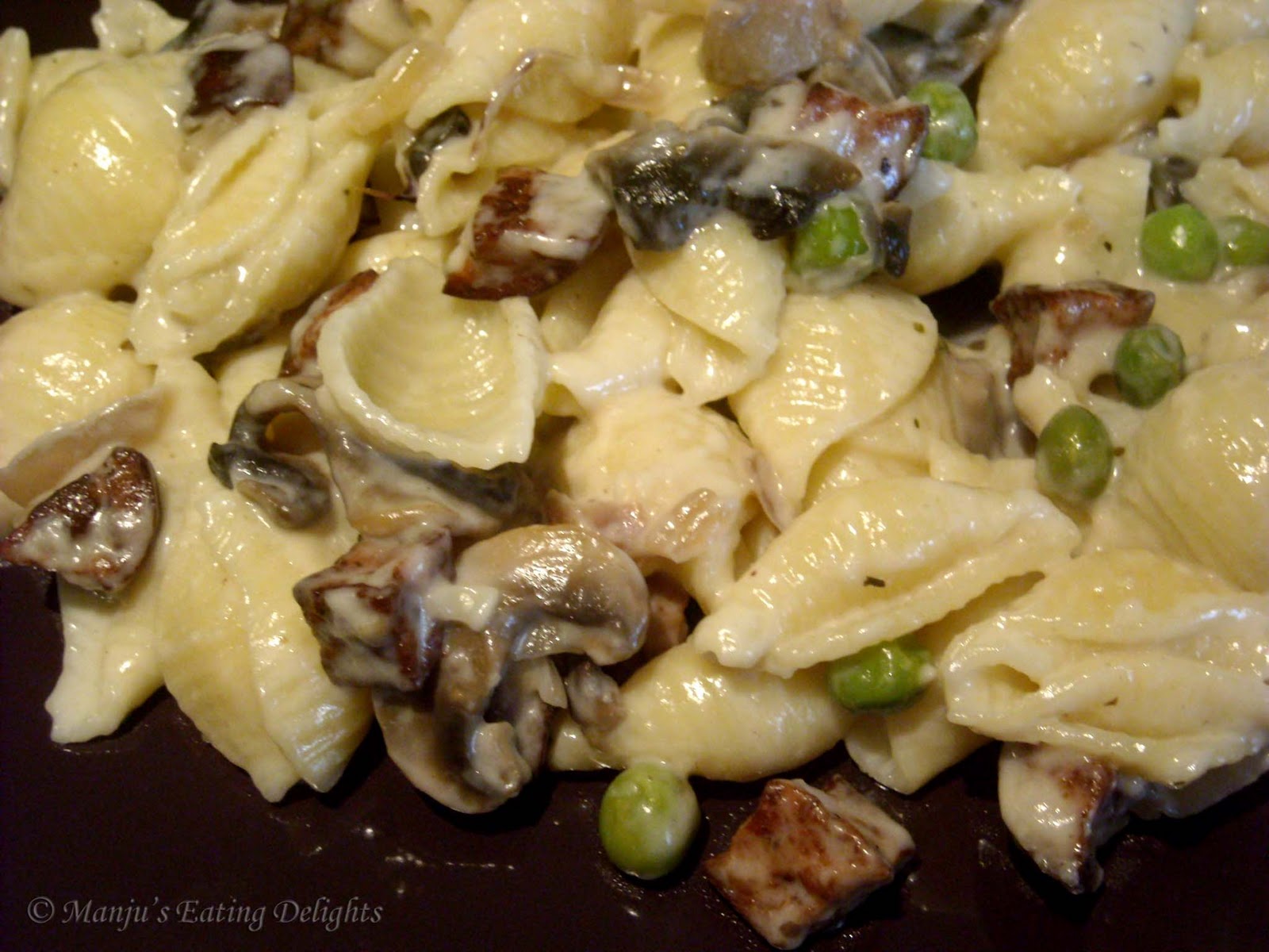 Manju's Eating Delights: Pasta Shells in white sauce with Sausage ...
