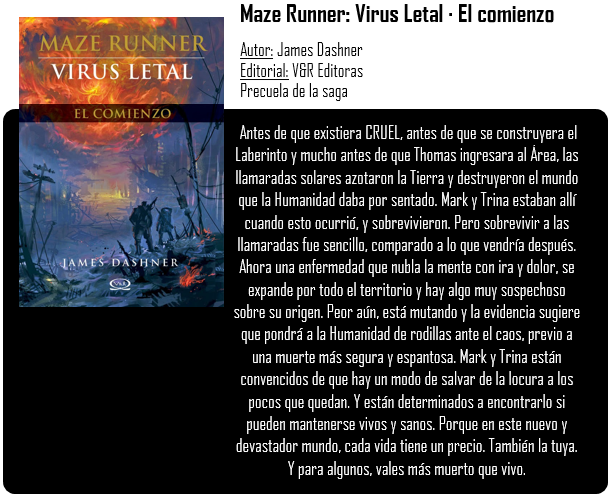 イケナイ 太陽: Reseña: Maze Runner: Virus letal ∙ El comienzo - James Dashner