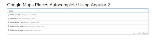 Google maps places autocomplete using Angular 2