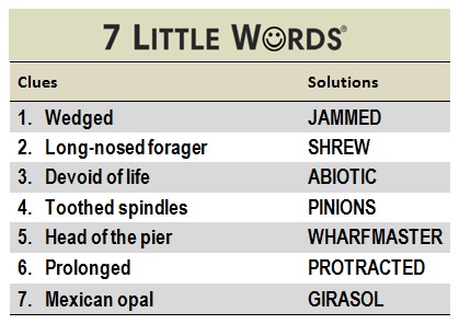 7 Little Words Puzzle: August 2016