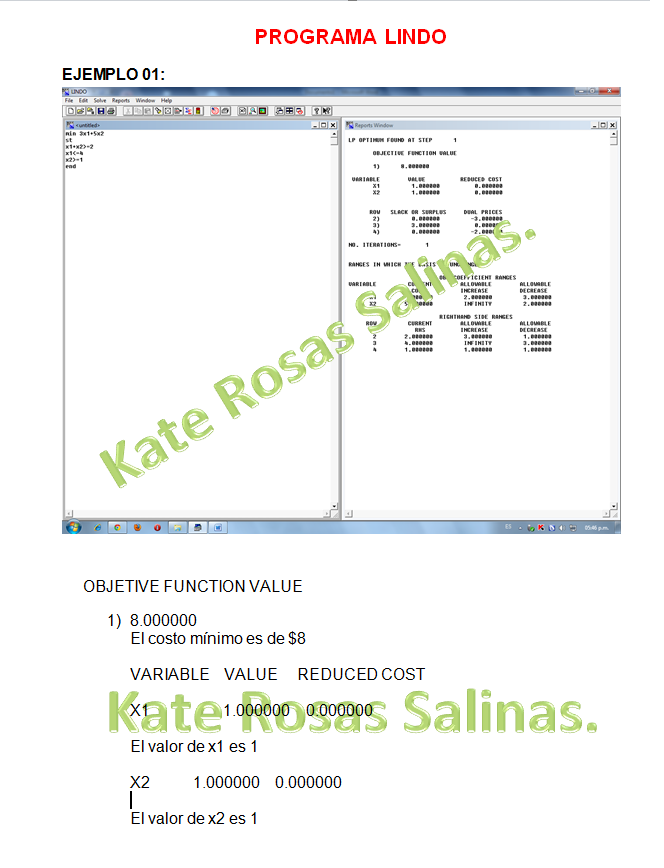 Investigacion de Operaciones: PROGRAMA LINDO : Problemas en Clase.