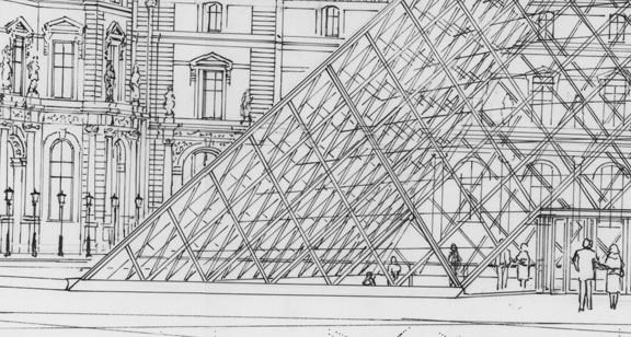 Beyond Architectural Illustration: Airbrush Demo - I M Pei's Louvre