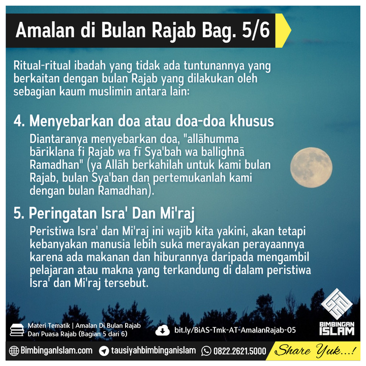 AMALAN DI BULAN RAJAB BAGIAN 05 DARI 06