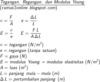 Rumus2 Fisika : Rumus Fisika SMA Elastisitas Modulus Young