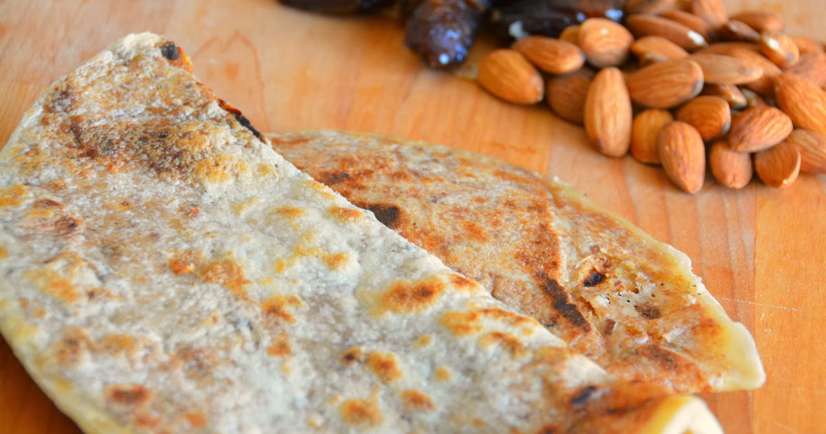 Dates and almond Obattu/holige/puran poli - Sweet flat bread with date ...