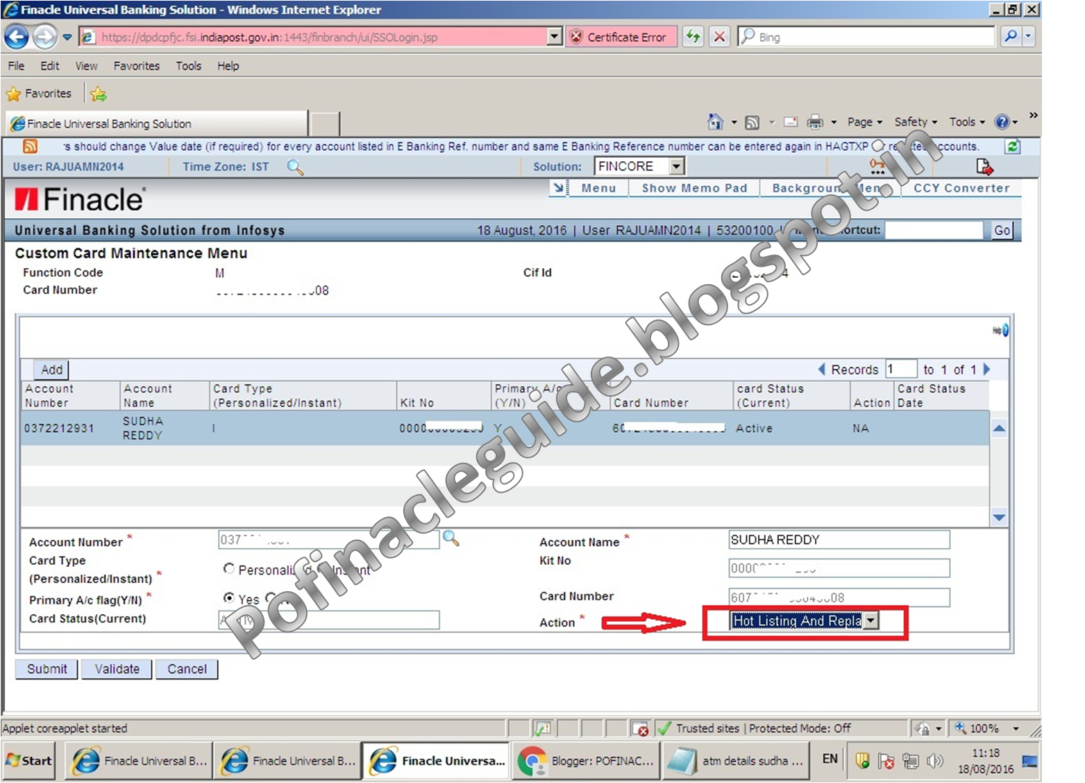 Procedure to isse Duplicate ATM card in DOP Finacle - POFINACLEGUIDE
