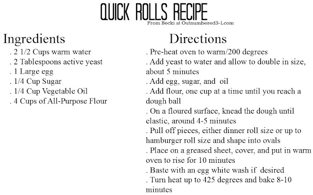 Quick Roll Recipe - Outnumbered 3 to 1