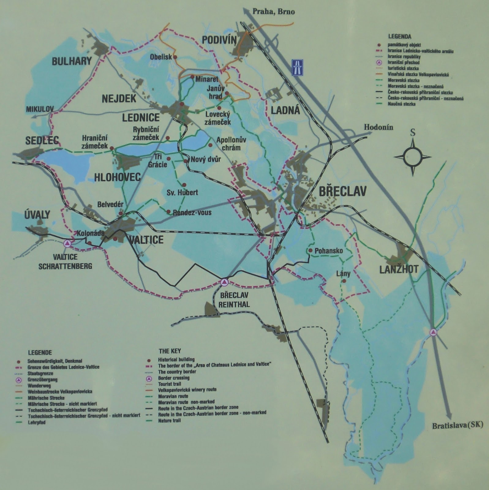 Schloss Lednice (Zámek Lednice): Landkarte Lednice-Valtice-Areal