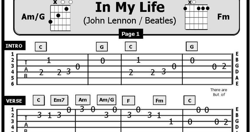 Guitar TAB Songs: In My Life-- The Beatles