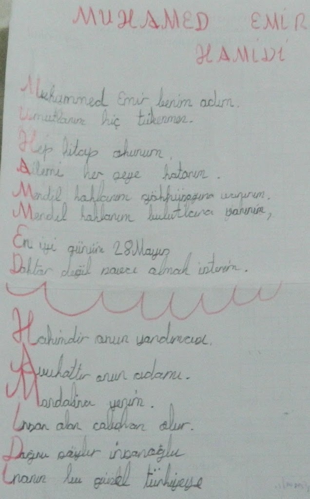 POLAT ONAT ÖĞRENCİLERİ: Çocuklardan Akrostiş Şiirler