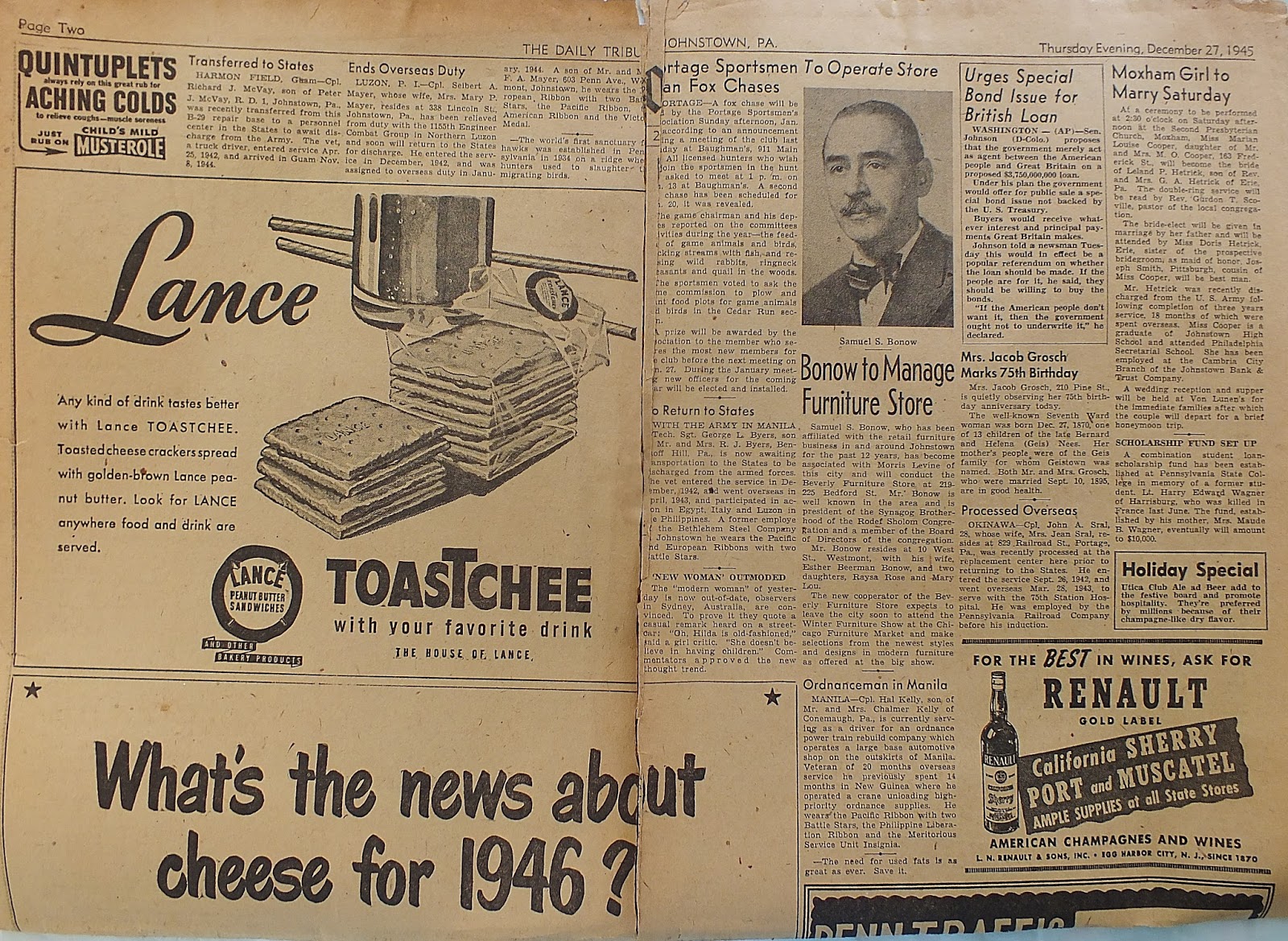 The Johnstown Tribune - WWII: December 27, 1945 - Last Newspaper