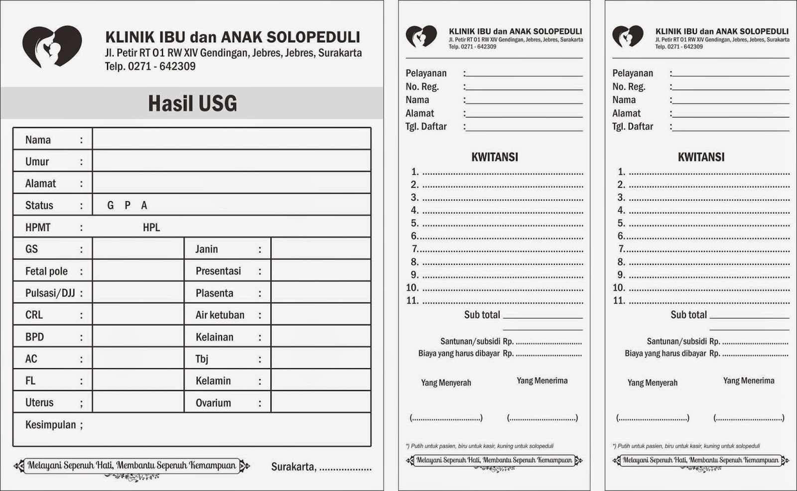 Hadila Grafika Utama: Klinik "Hasil USG, Form Kwitansi"
