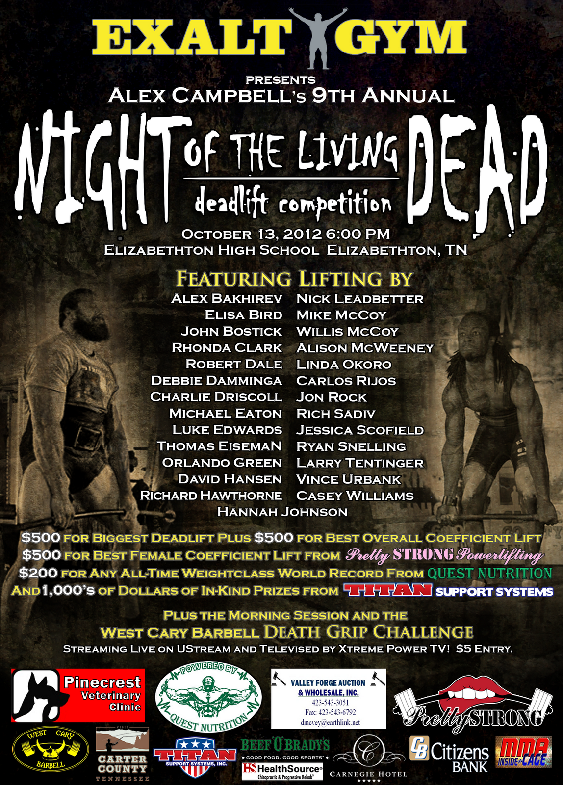 EXALT GYM presents: the night of the living dead: professional deadlift ...