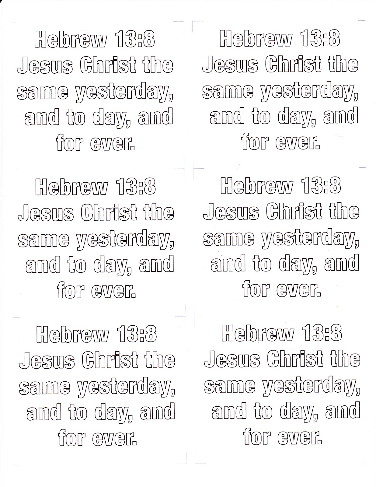 Bible Verse Slips - Hebrews 13:8