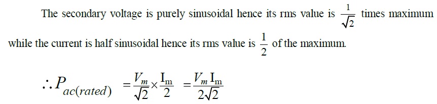 Half-wave rectifier Transformer Utilization Factor