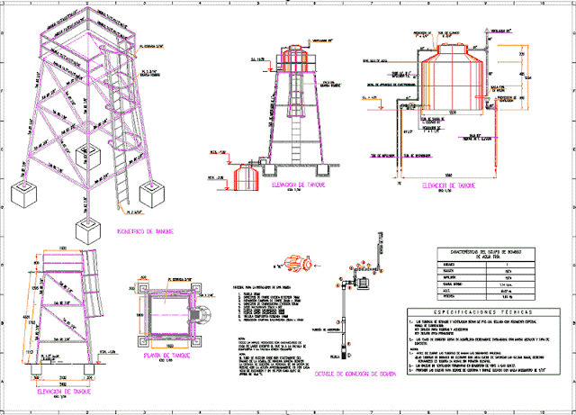 Bibliocad VIP Descargar Archivos Gratis: Estructura para tanque elevado