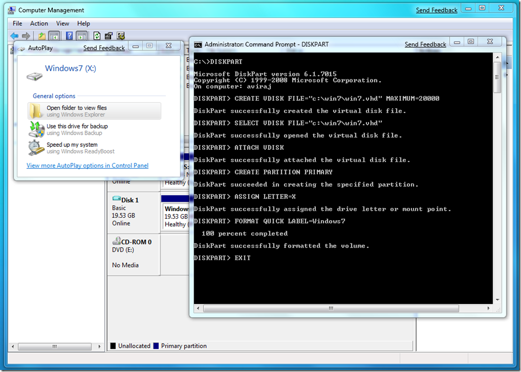 Create VHD using DISKPART