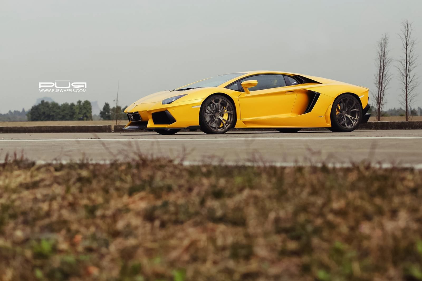 The Gear Shift: Bright Yellow Lamborghini Aventador on Bronze PUR Wheels