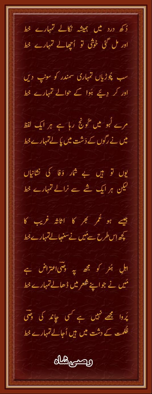 Syed Wasi Shah Latest Collection of Urdu Poetry