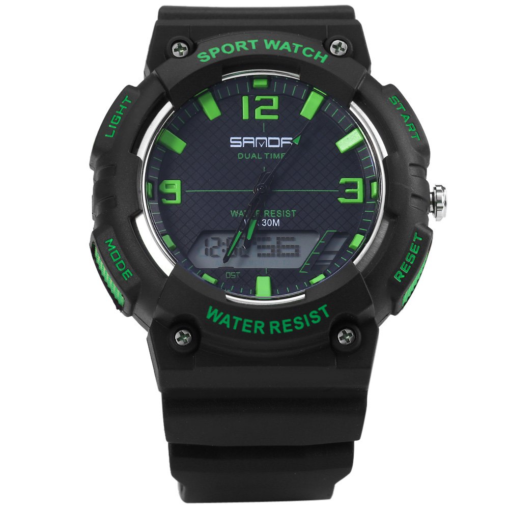 SANDA 734 DUAL MOVT MULTIFUNCTIONAL MEN SPORTS WATCH (GREEN) Green ...